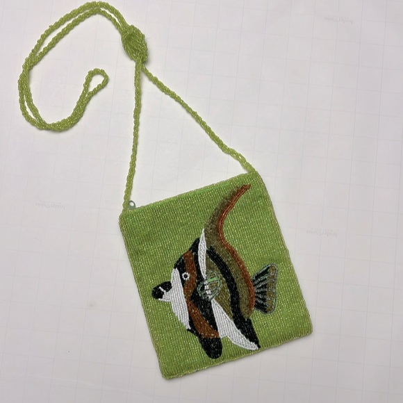 Ermo | Bags | Vintage Ermo Green Beaded Fish Handbag Wbeaded Strap ...